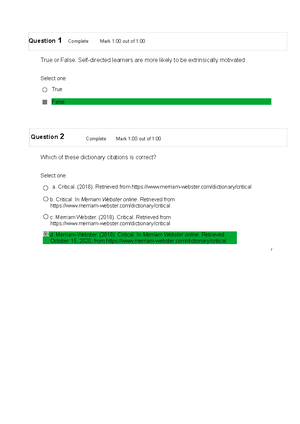 All quiz questions and answers - According to the UNIV 1001 course ...