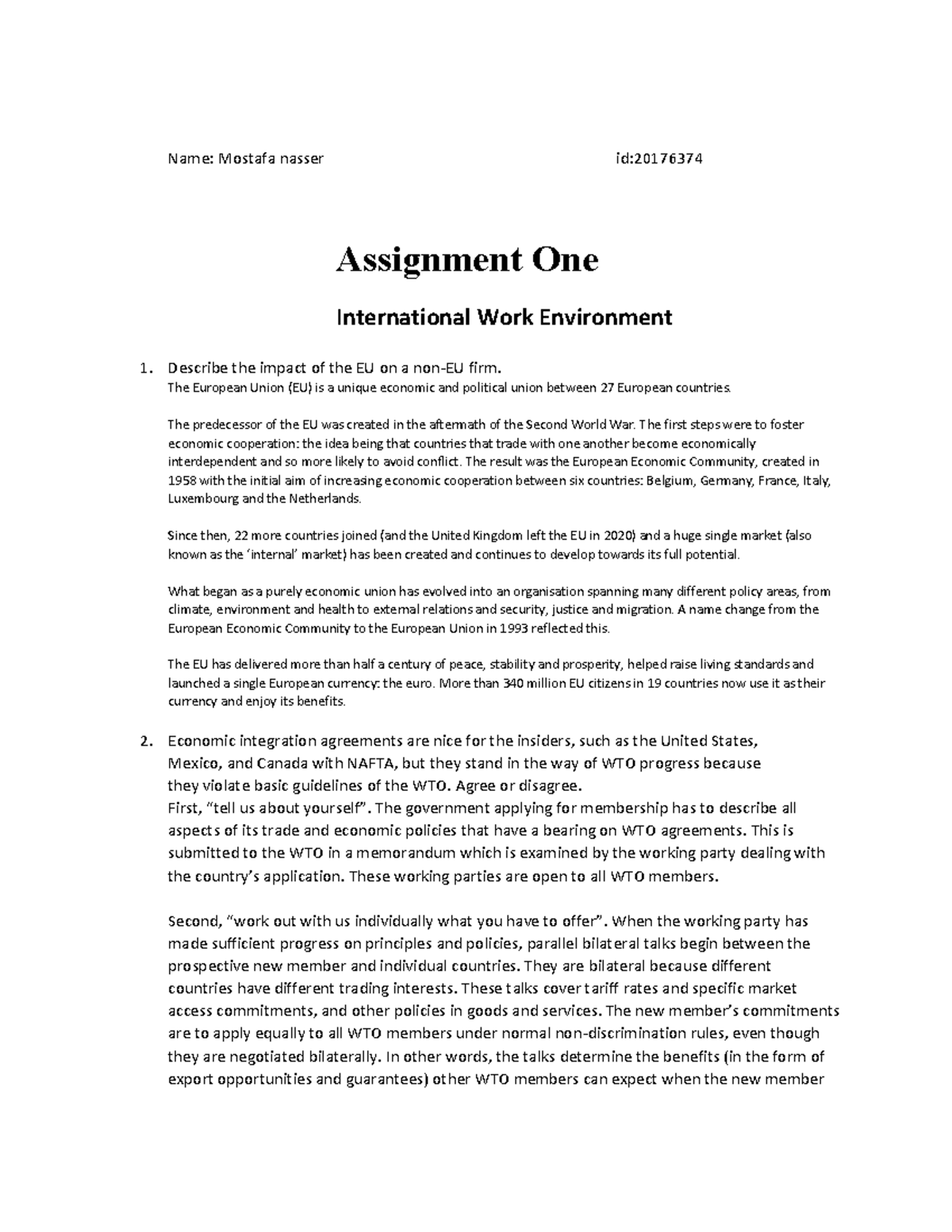 Internatinal work - our tutorial for international - Name: Mostafa ...