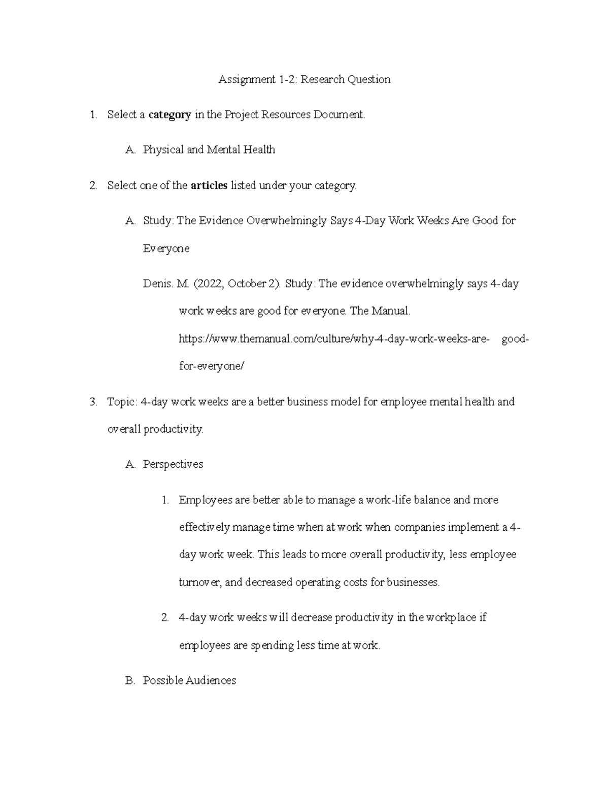 Assignment Module 1 - Template document detailing the research question ...