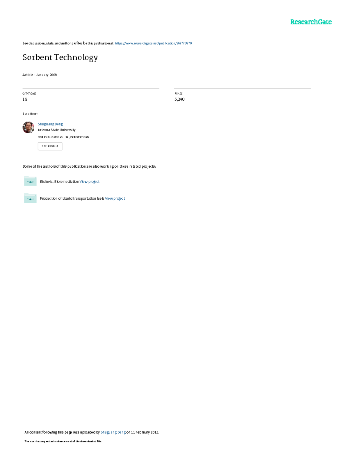 Sorbent Technology - Analytical chemistry - See discussions, stats, and author profiles for this ...