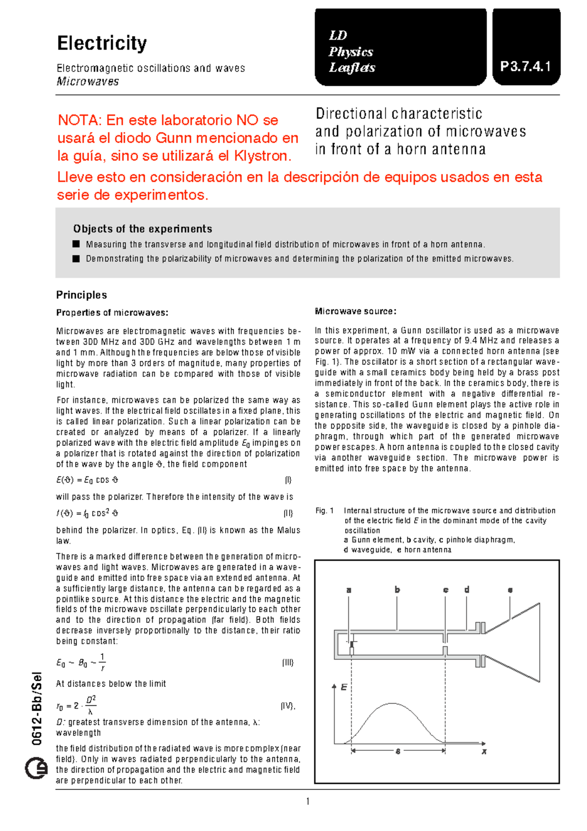 Microondas - Fig. 1 Internal structure of the microw ave sourc e and ...
