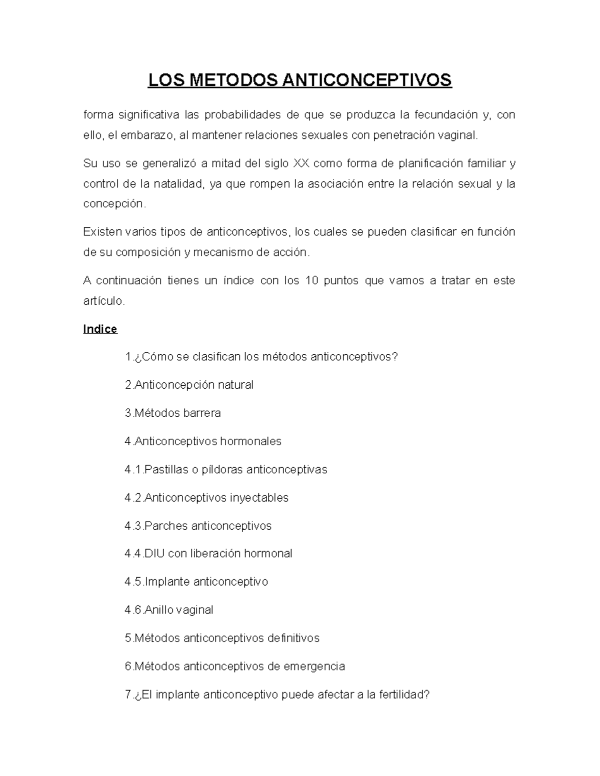 LOS Metodos Anticonceptivos JHUU - LOS METODOS ANTICONCEPTIVOS forma ...