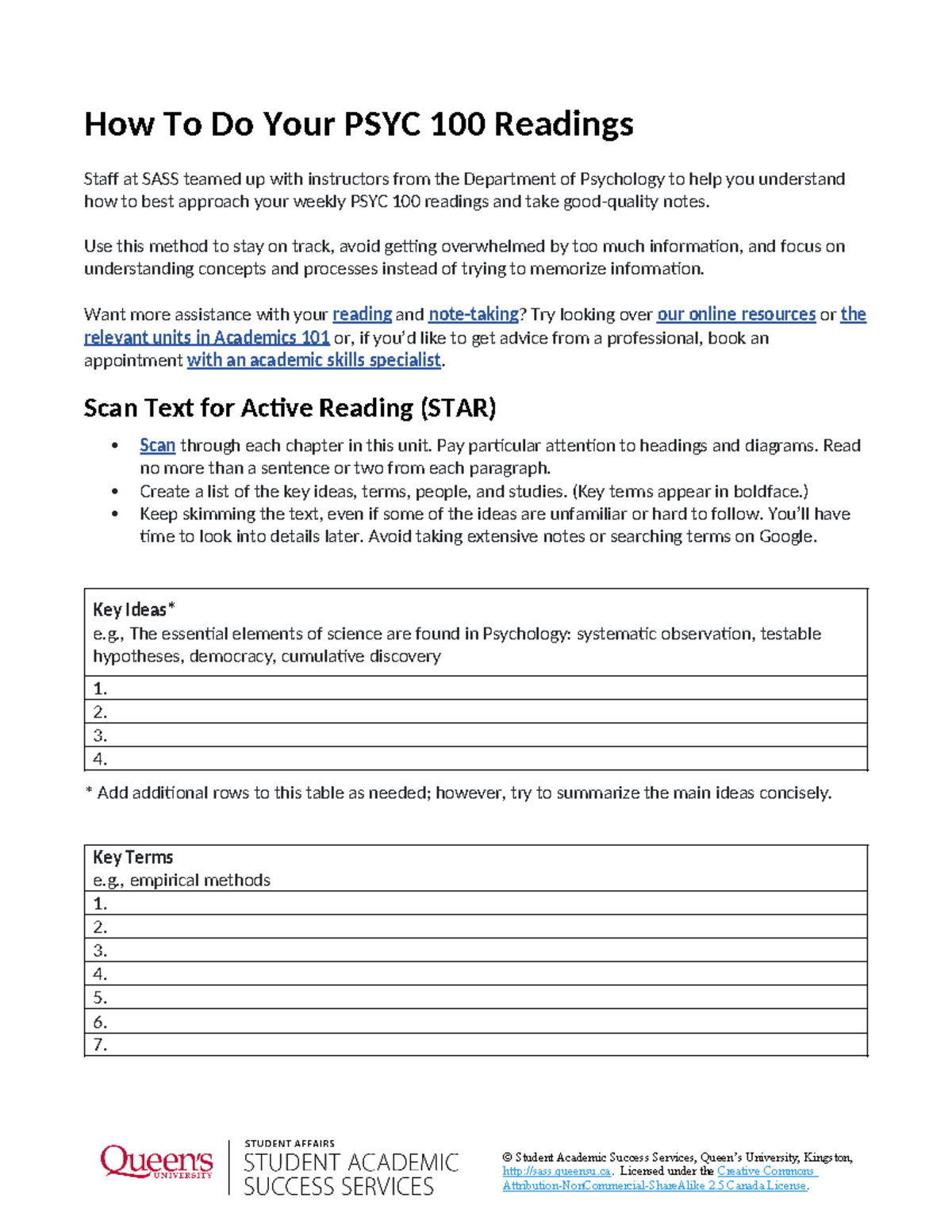 How To Do Your PSYC 100 Readings - How To Do Your PSYC 100 Readings ...