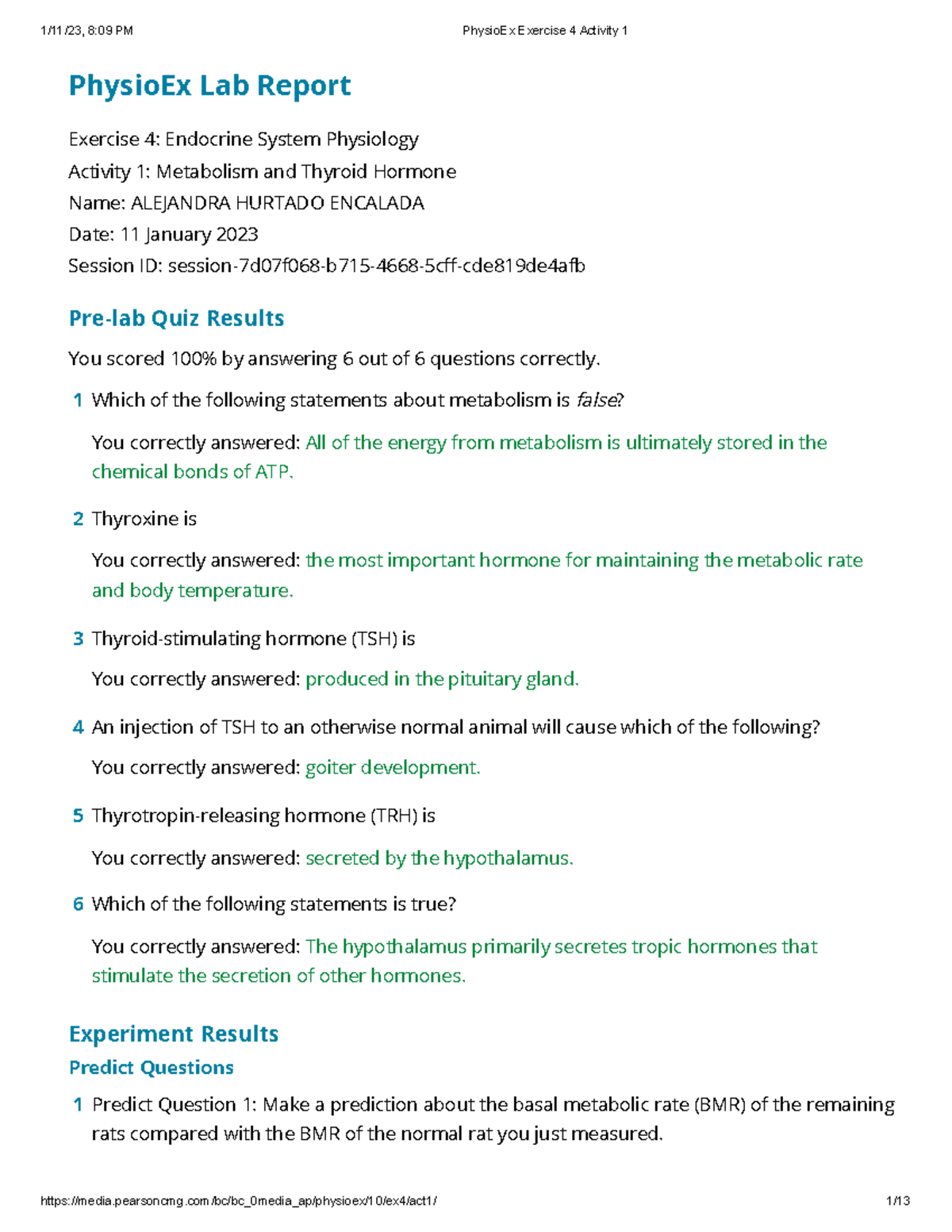 Physio Ex Exercise 4 Activity 1 - PhysioEx Lab Report Exercise 4 ...