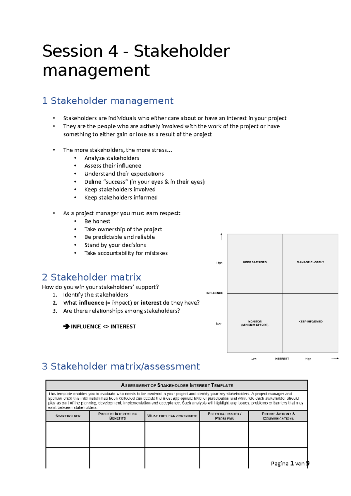 Session 4 - Stakeholder management - .. • Analyze stakeholders • Assess ...
