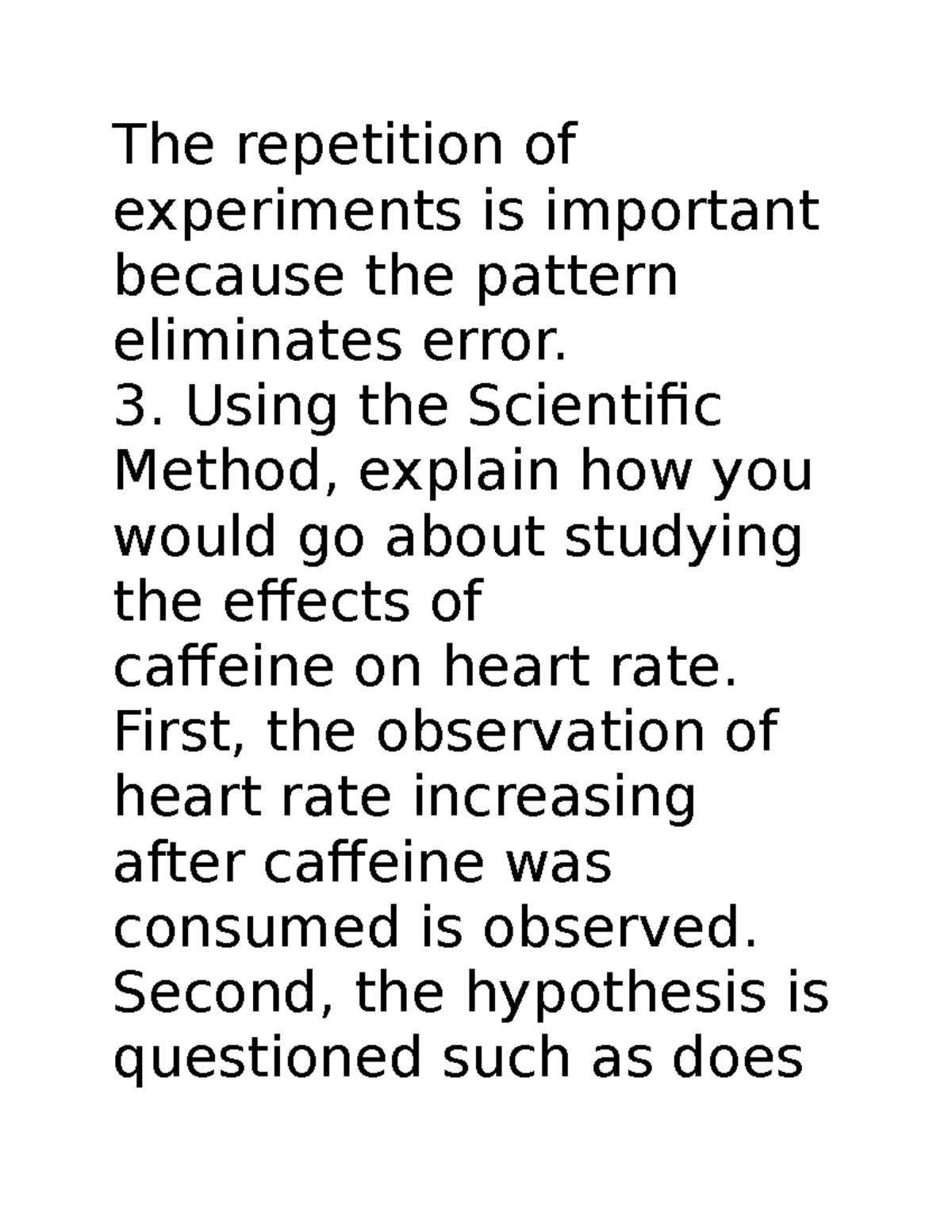 Lab homework lab - The repetition of experiments is important because ...