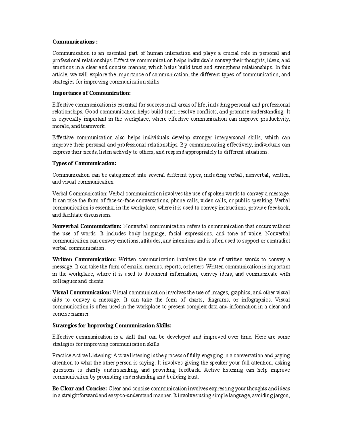 Communications - Effective communication helps individuals convey their ...