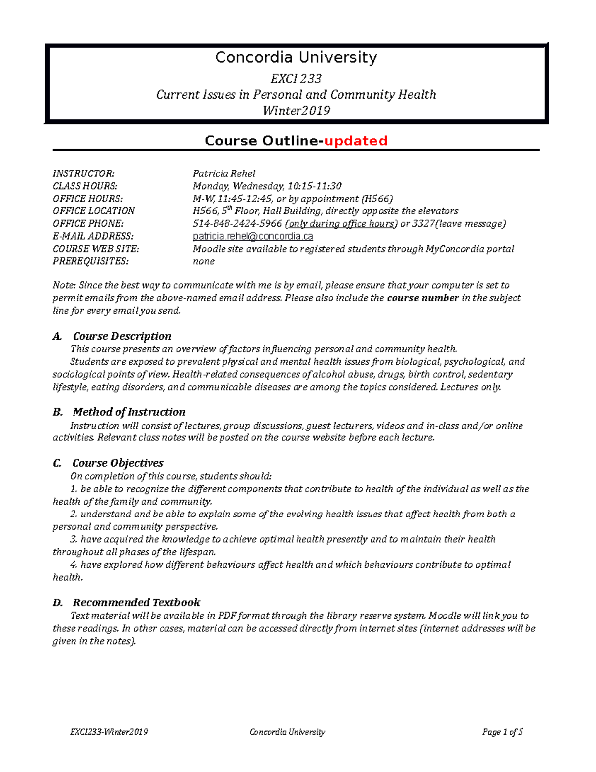 Course Outline-EXCI233-Winter 2019-updated - Concordia University EXCI ...