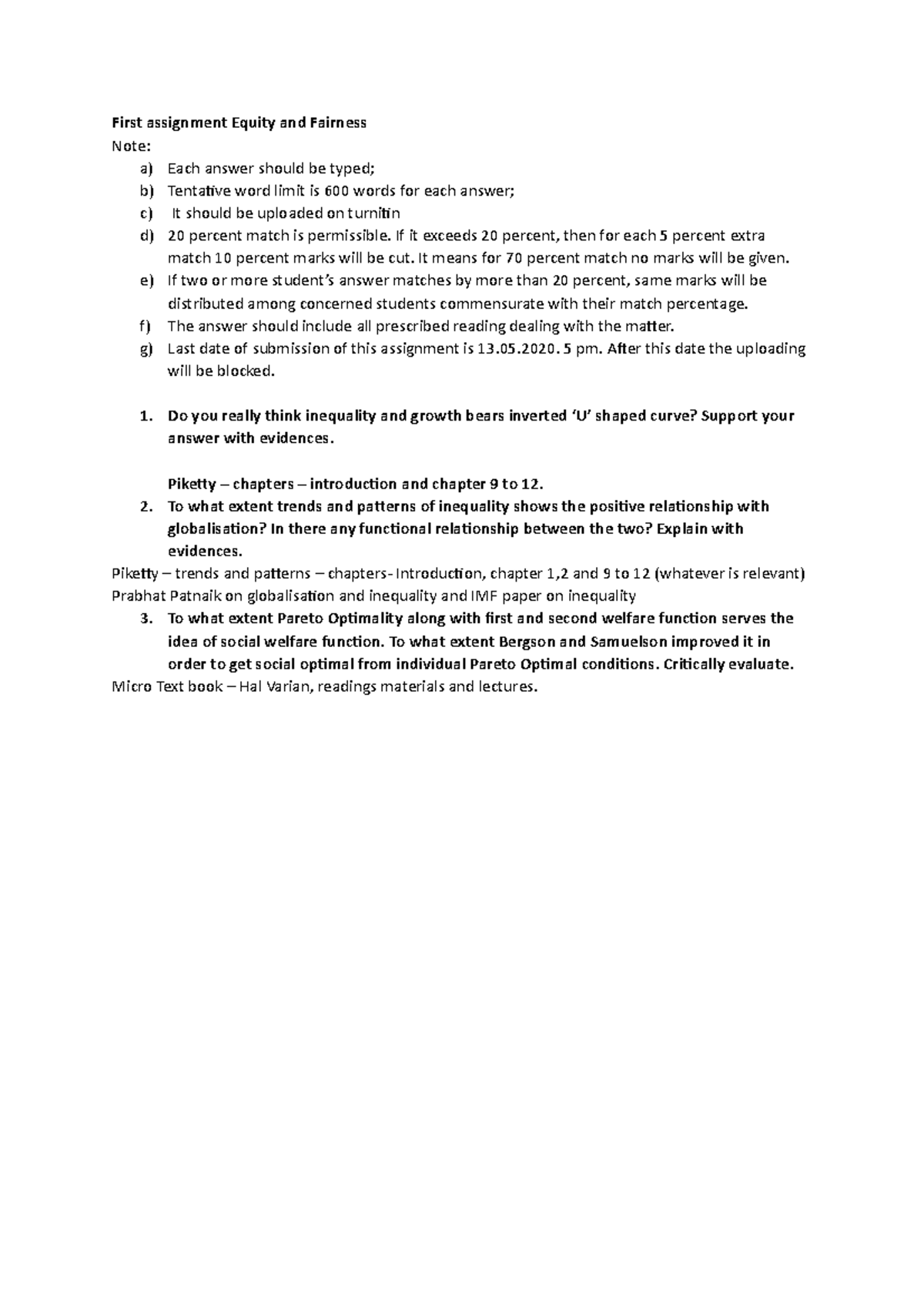 First assignment Equity and Fairness 04 - First assignment Equity and ...