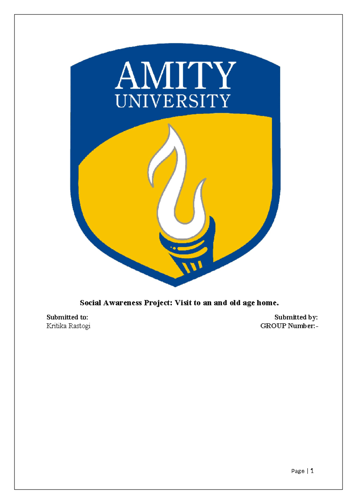 Social Awareness Project - Submitted to: Submitted by: Kritika Rastogi ...