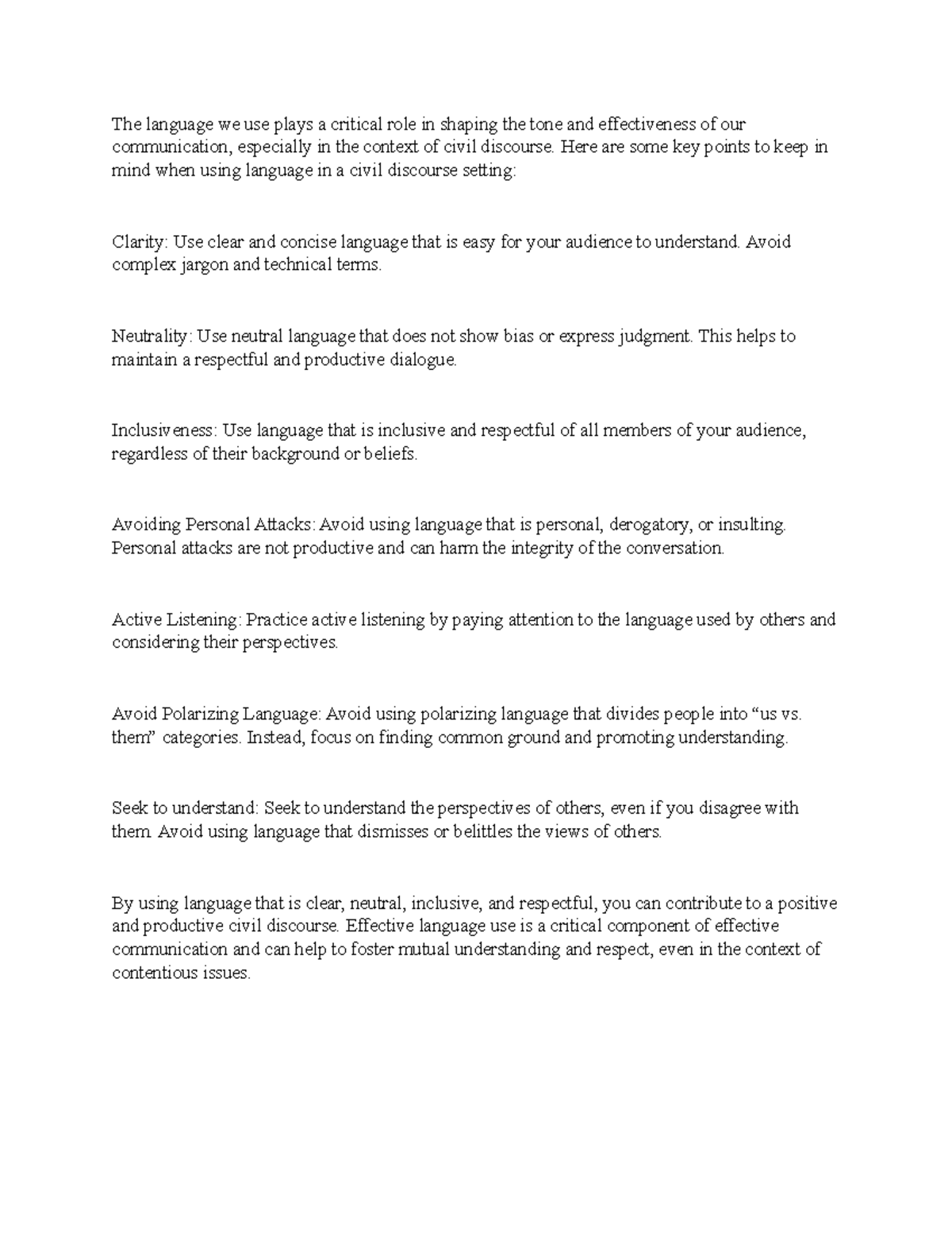 C5 Notes About Using Language In Civil Discourse The Language We