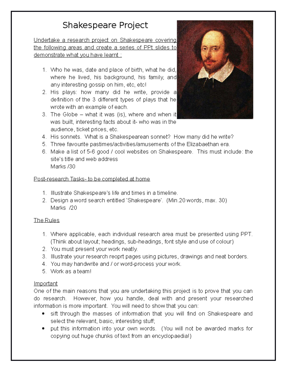 Shakesproject - task to give students when teaching Shakespeare ...
