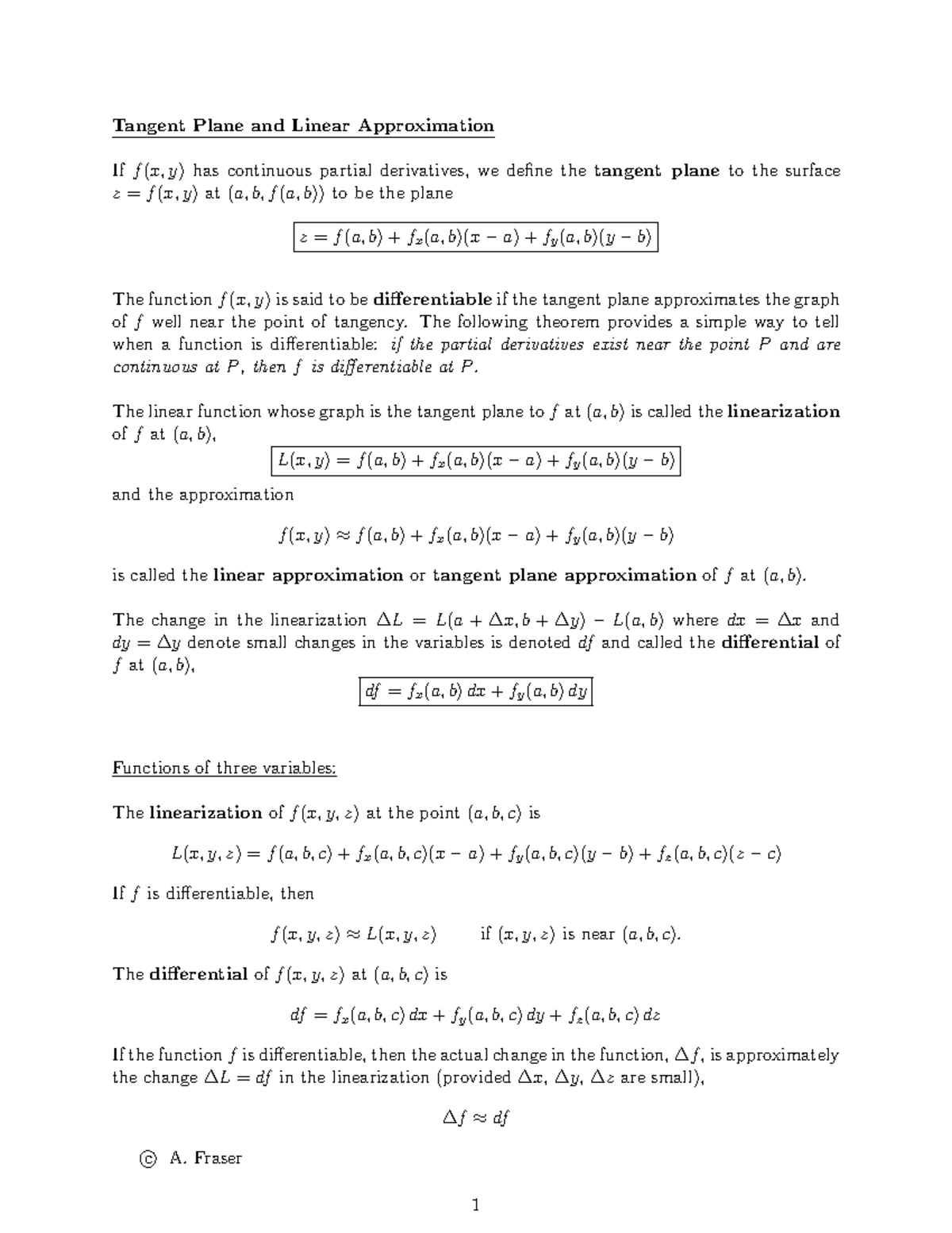 Linearization Section Specific Notes With Practice Questions Created By Dr A Fraser