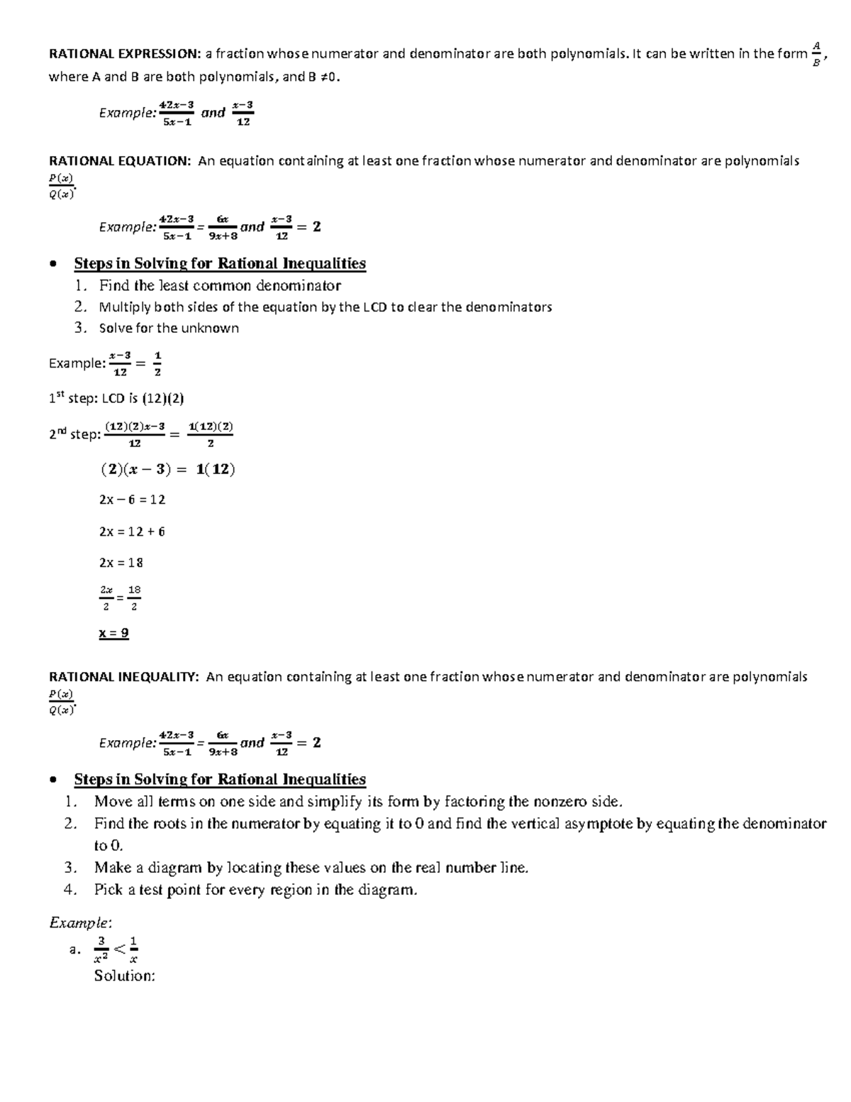 Genmath- Review - General Mathematics - RATIONAL EXPRESSION: a fraction ...