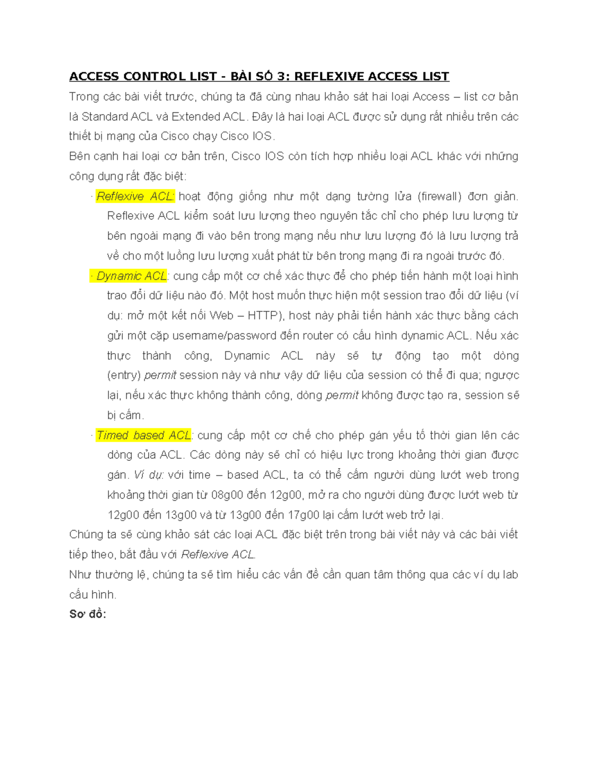 Access Control LIST 3 Reflexive Access LIST - ACCESS CONTROL LIST - BÀI SỐ 3: REFLEXIVE ACCESS ...
