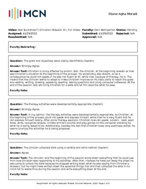 Susie Roach Stewart Cora A (Session 1) Observation Assignment - Eliane ...