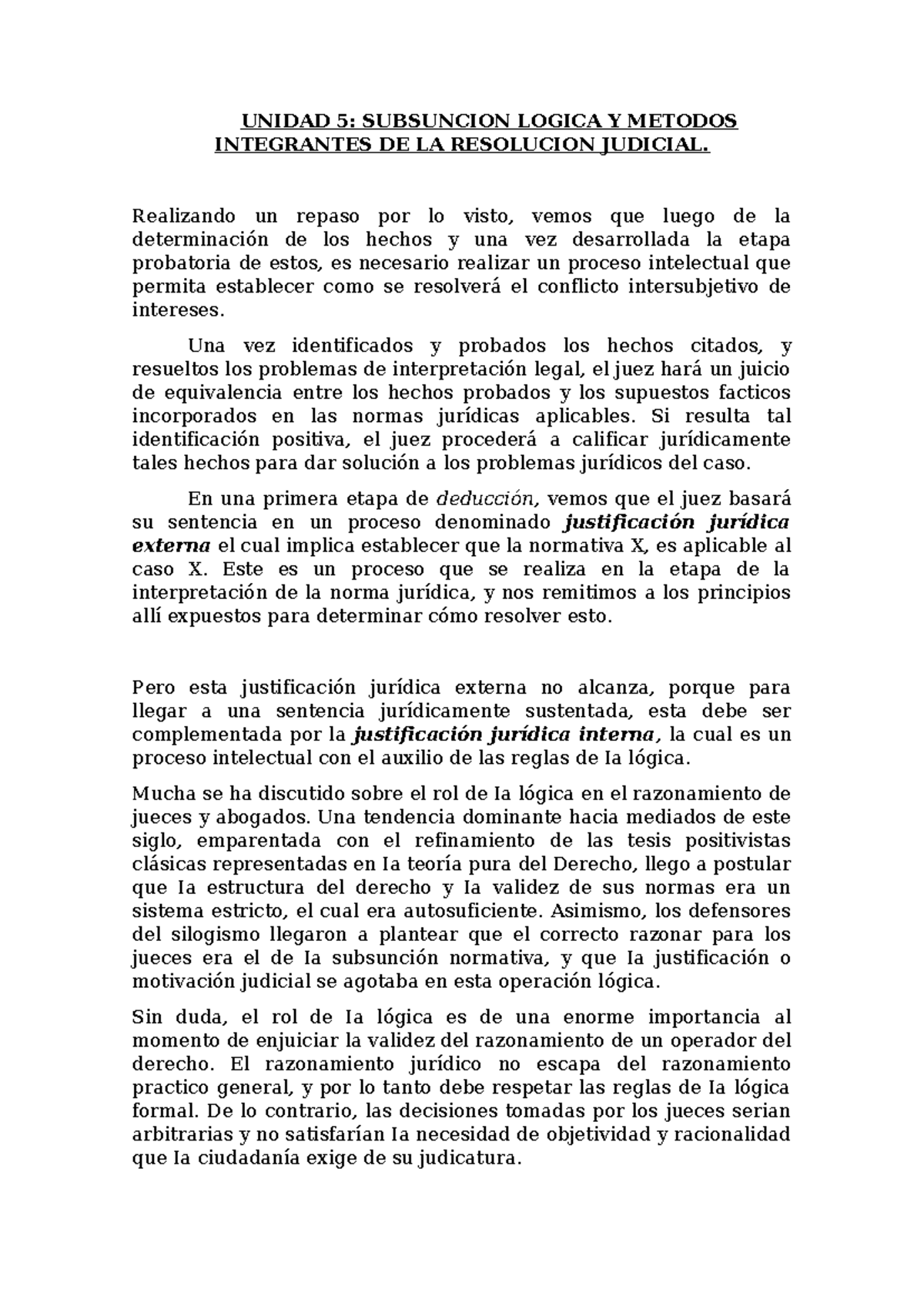 Unidad 5 Final-1 - Apuntes de clase - UNIDAD 5: SUBSUNCION LOGICA Y ...