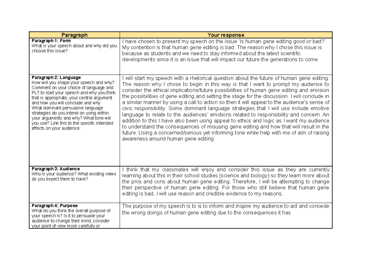 EOD Sample Template - Helps - Paragraph Your response Paragraph 1: Form ...