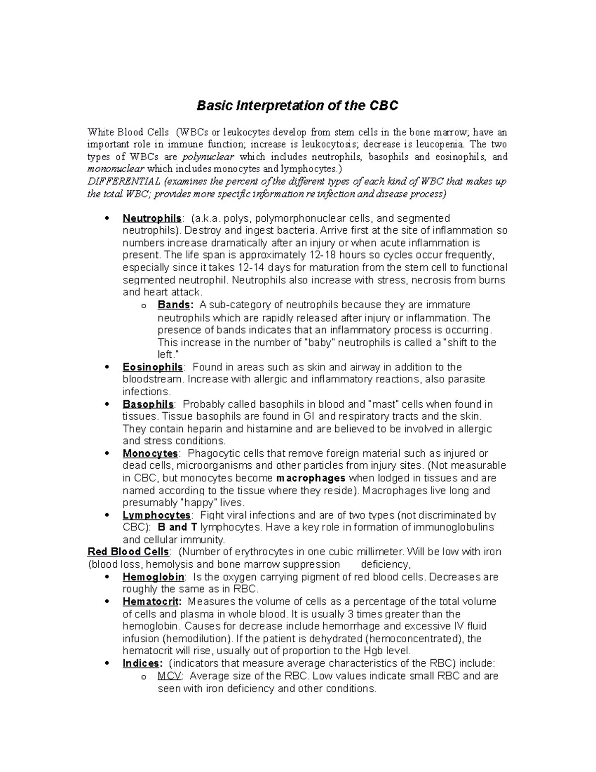Basic Interpretation of the CBC WORD - Basic Interpretation of the CBC ...