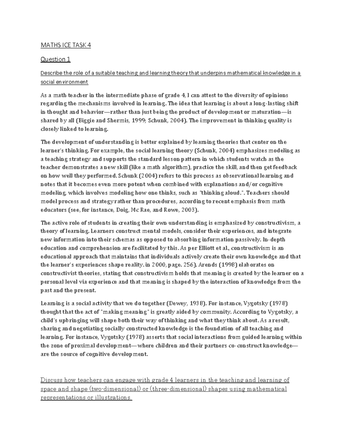 Maths ICE TASK 4 - Summary Bachelors Degree in Education -Intermediate ...