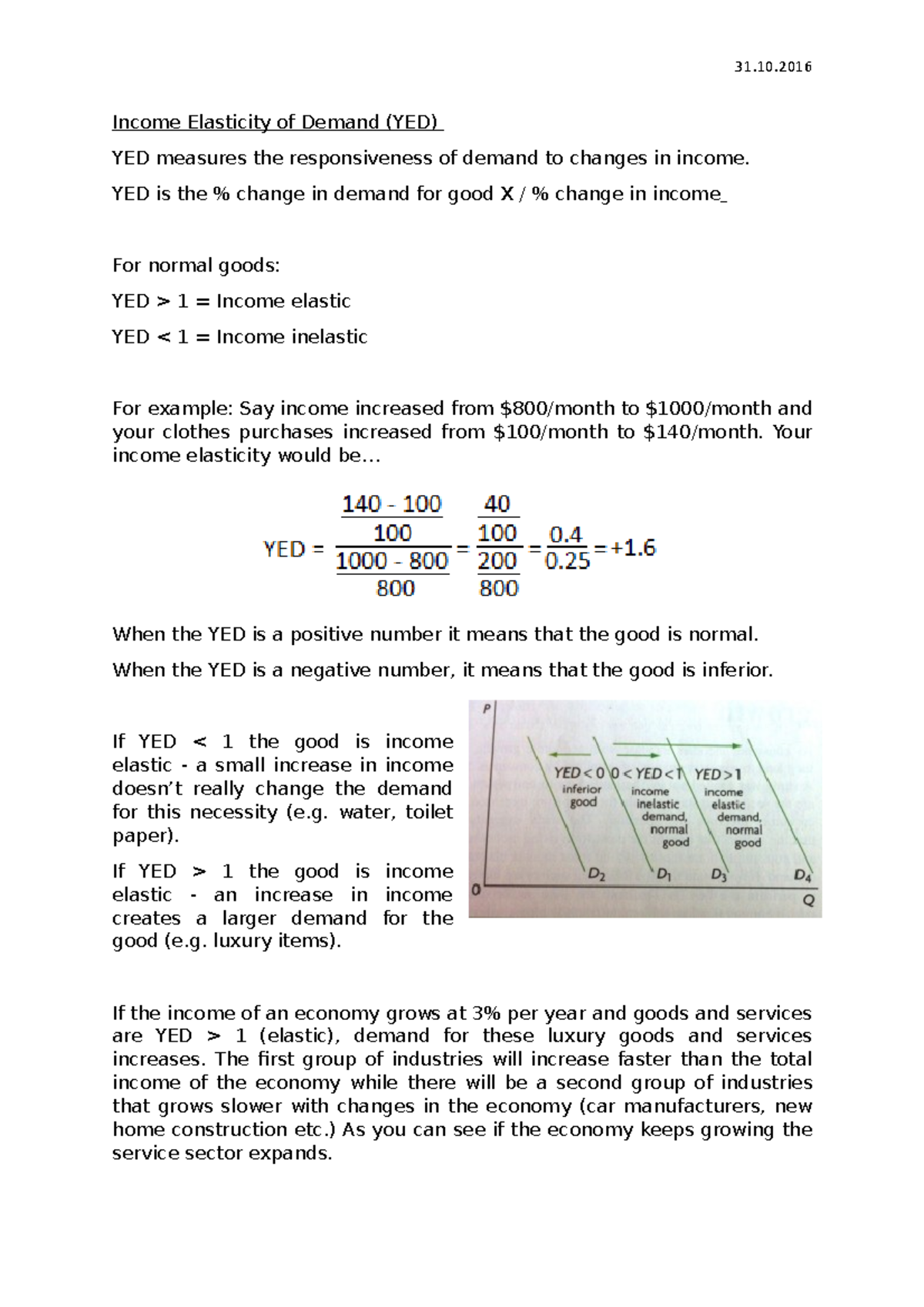 E 31 - Microeconomics lesson work for OCR - Income Elasticity of Demand ...