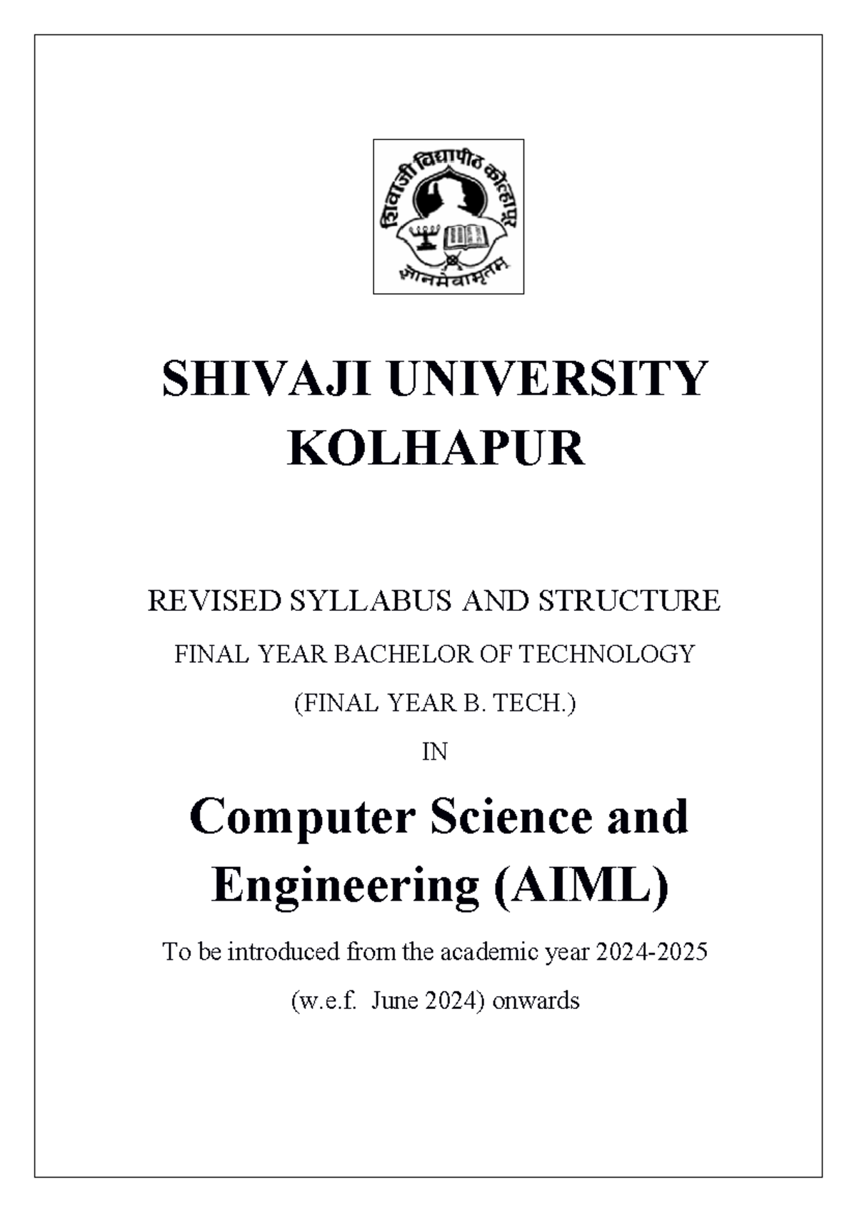 AIML Final Year BTech Syllabus Revised 1062024 V1 - SHIVAJI UNIVERSITY ...