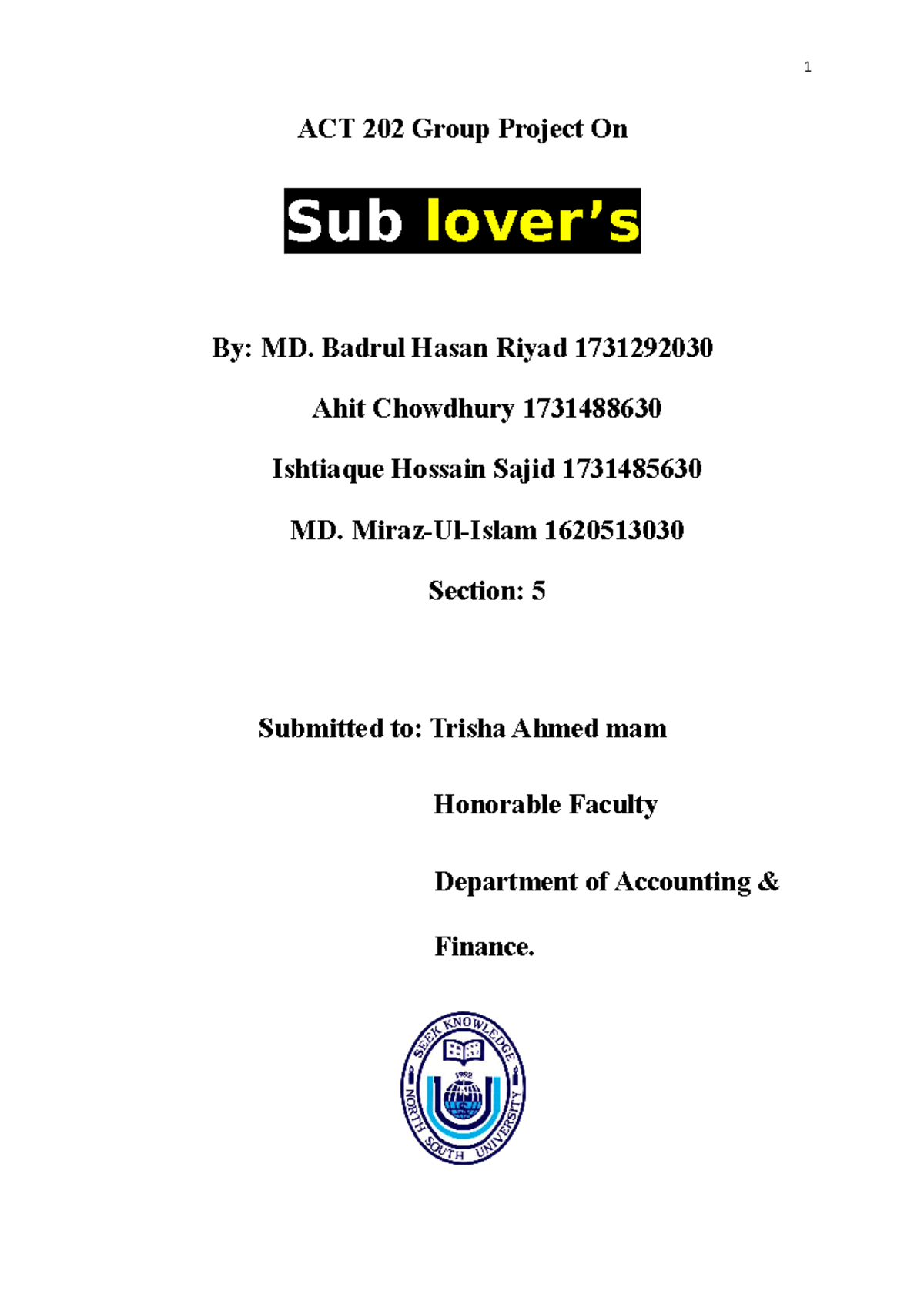 American-Blend - ..Open the file for assignments - ACT 202 Group ...