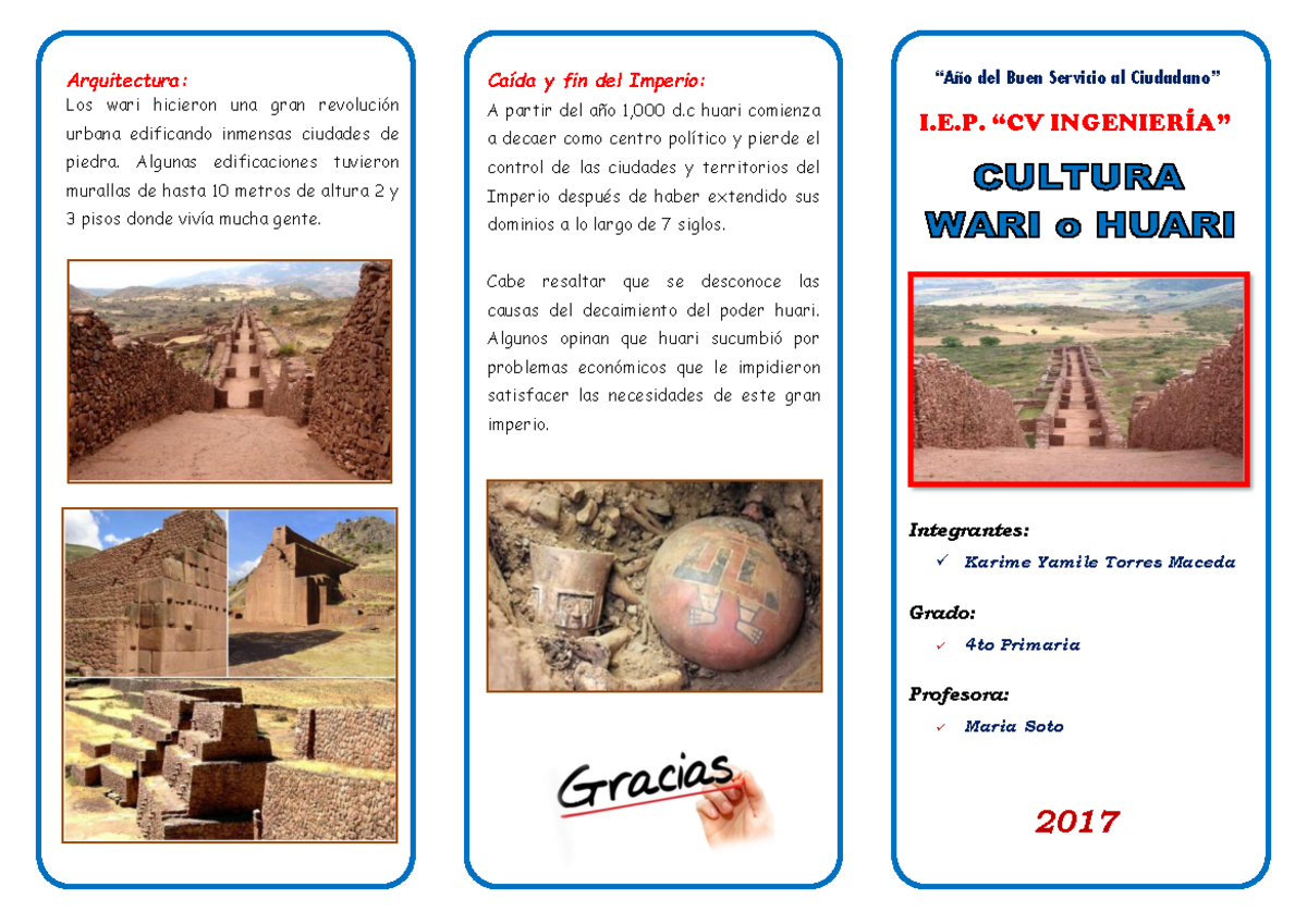 Triptico Cultura Wari - Arquitectura: Los wari hicieron una gran ...