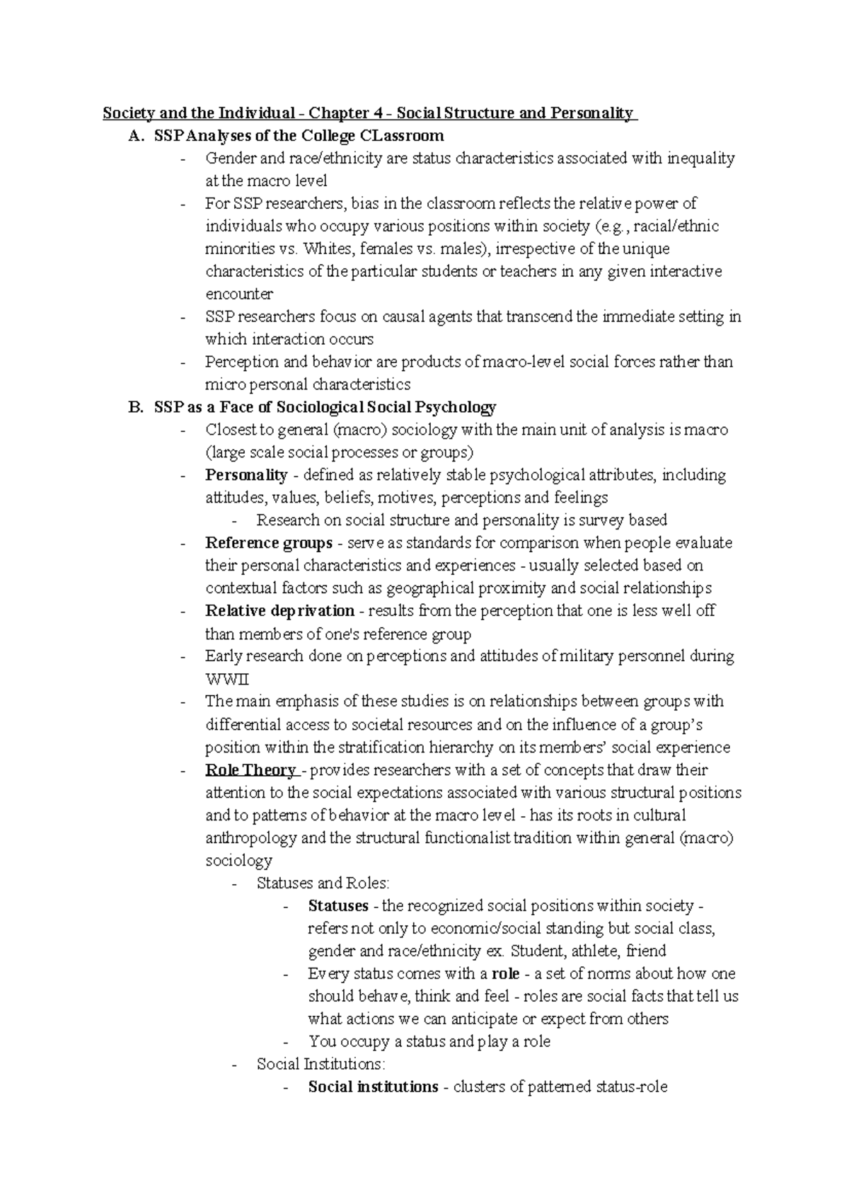 Society and the Individual - Chapter 4 - Social Structure and ...