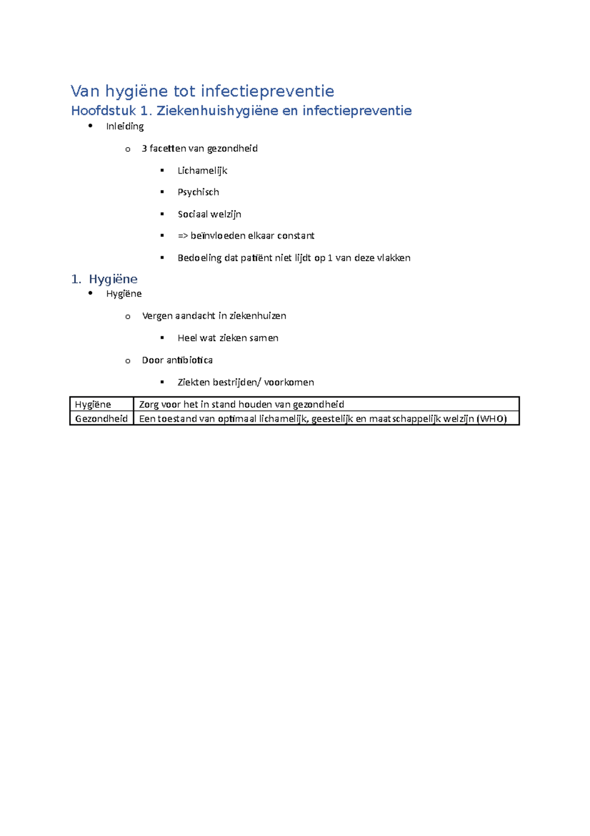 Infectiebeheersing - samenvatting - Van hygiëne tot infectiepreventie ...