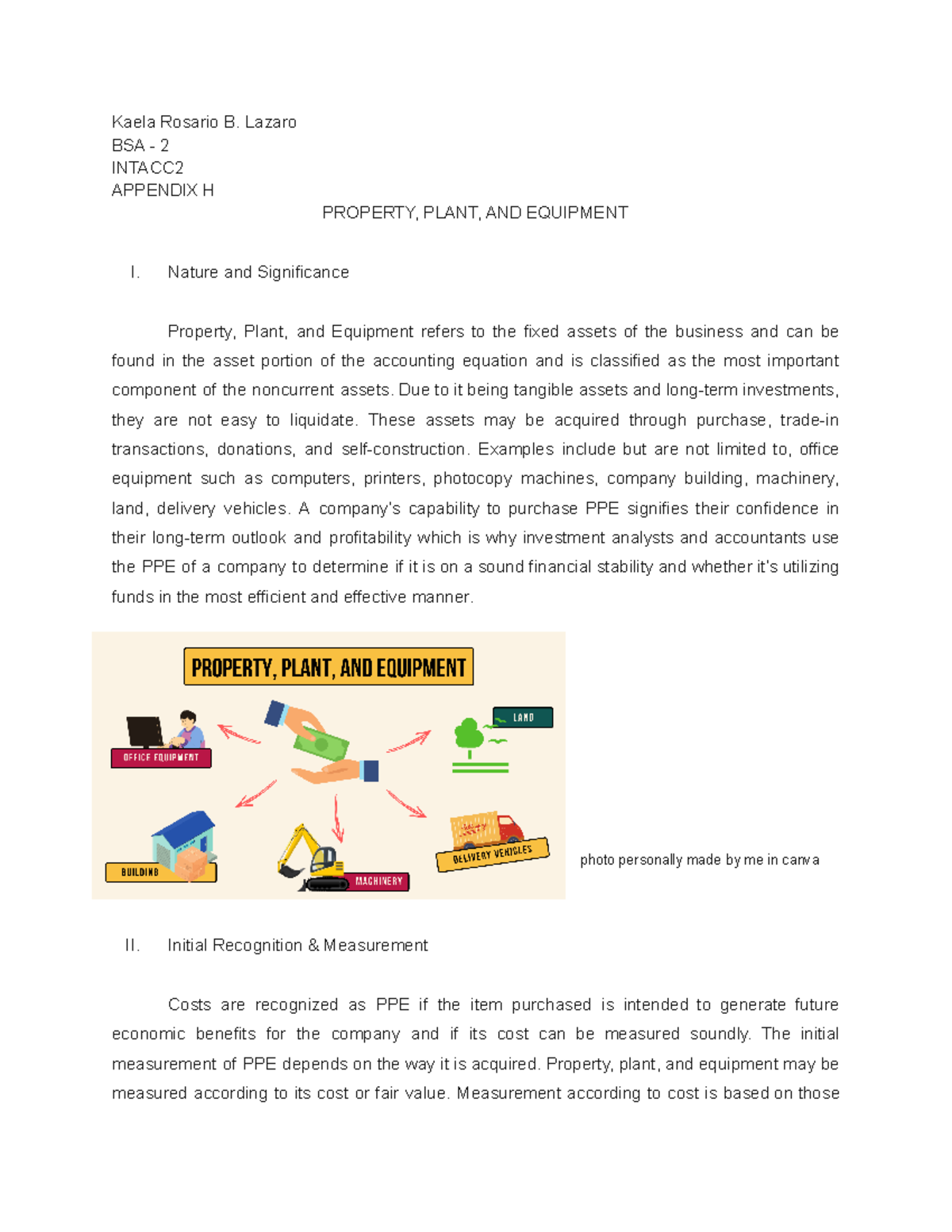 Intacc 2 - A summary on Property, Plant, and Equipment. Recognition ...