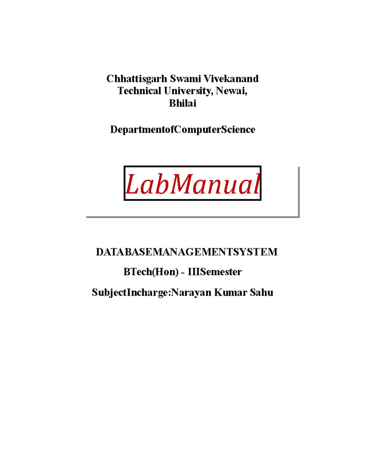 DBMS LAB Manual - i want to see your content. for my college assignment. - LabManual ...
