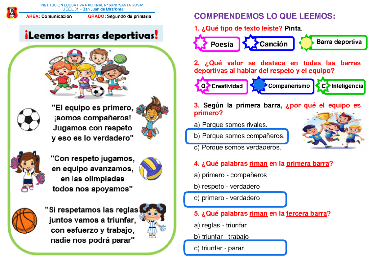 003 - leemos una barra deportiva Alejandro Cirineo Calderon - COMPRENDEMOS LO QUE LEEMOS: ¿Qué ...