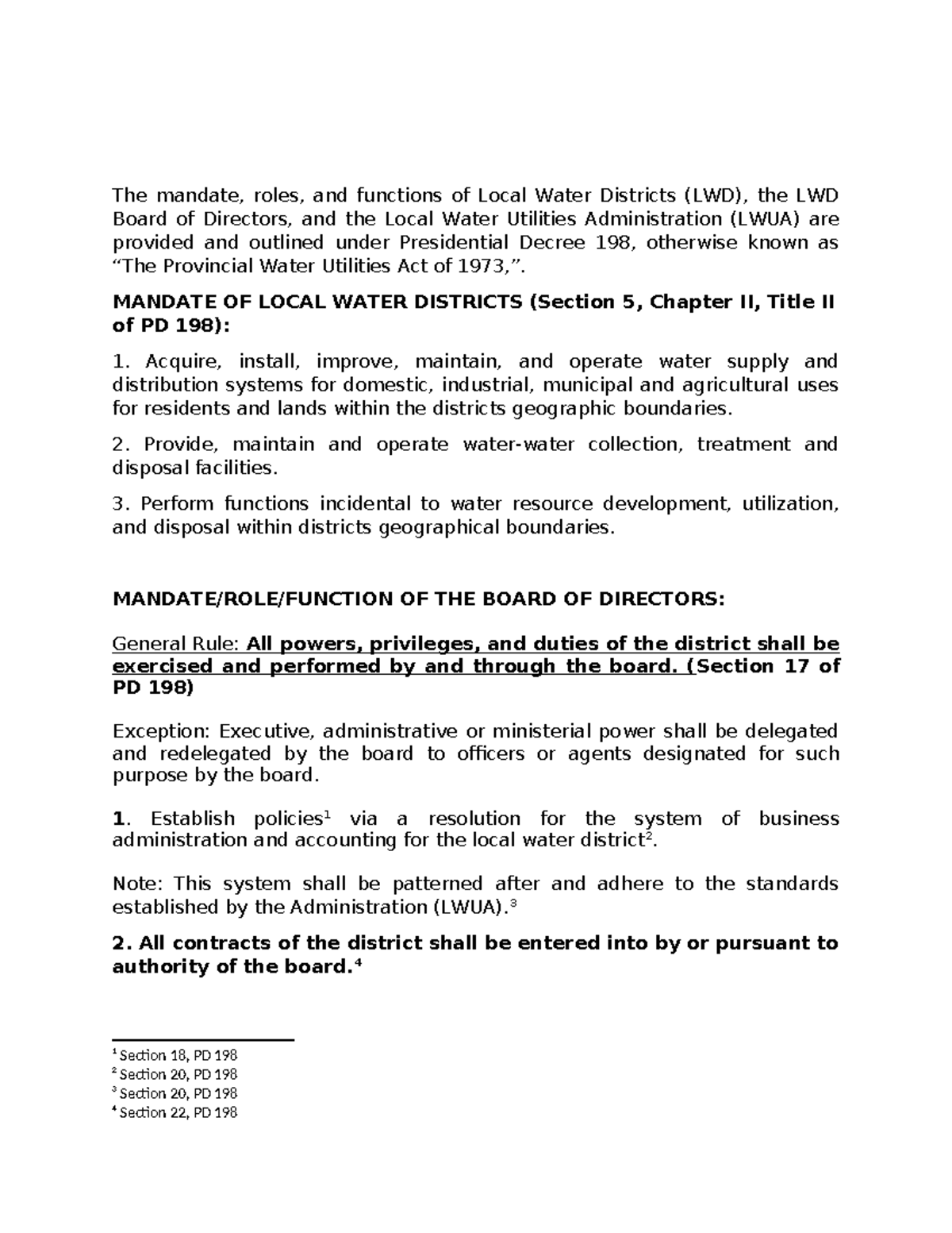 Mandate. Functions. Duties - LWD-BOD-LWUA - The mandate, roles, and functions of Local Water ...