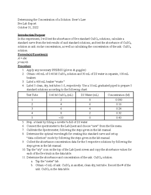 Acid-Base Titration Pre Lab Report - Acid-Base Titration: Analysis of ...
