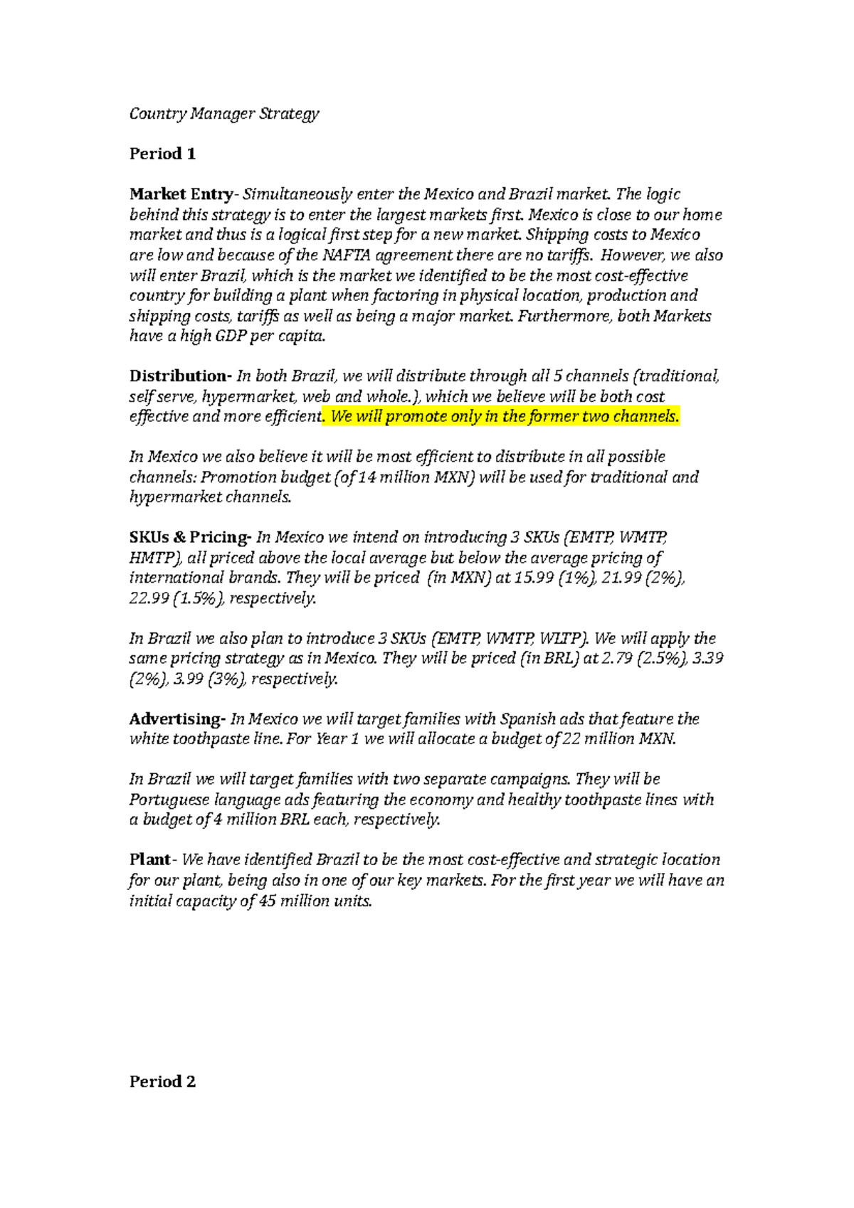 Country Manager Strategy Period 1 - Country Manager Strategy Period 1 ...