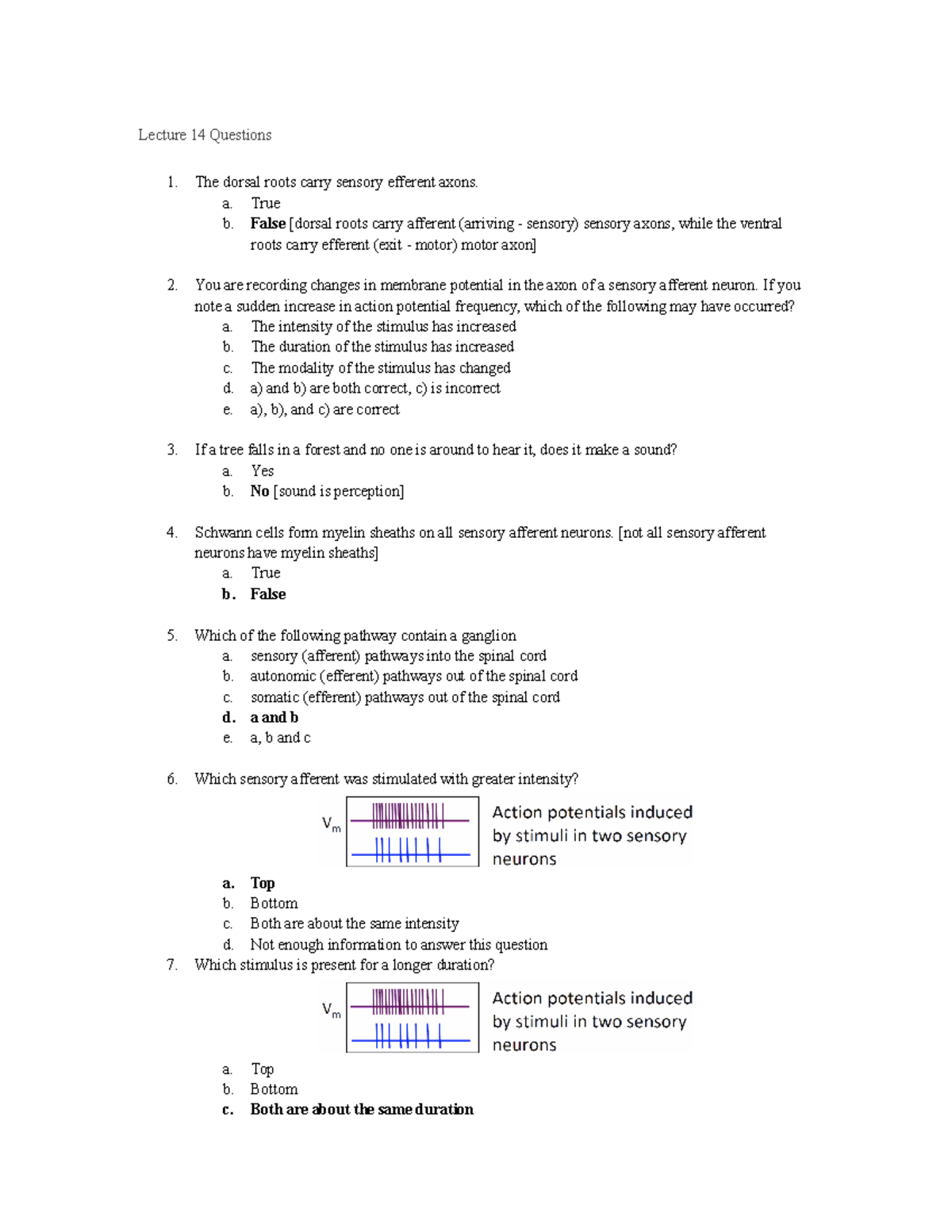 Lecture 14 Nervous Systems II Questions - PSY 103 - SBU - Studocu