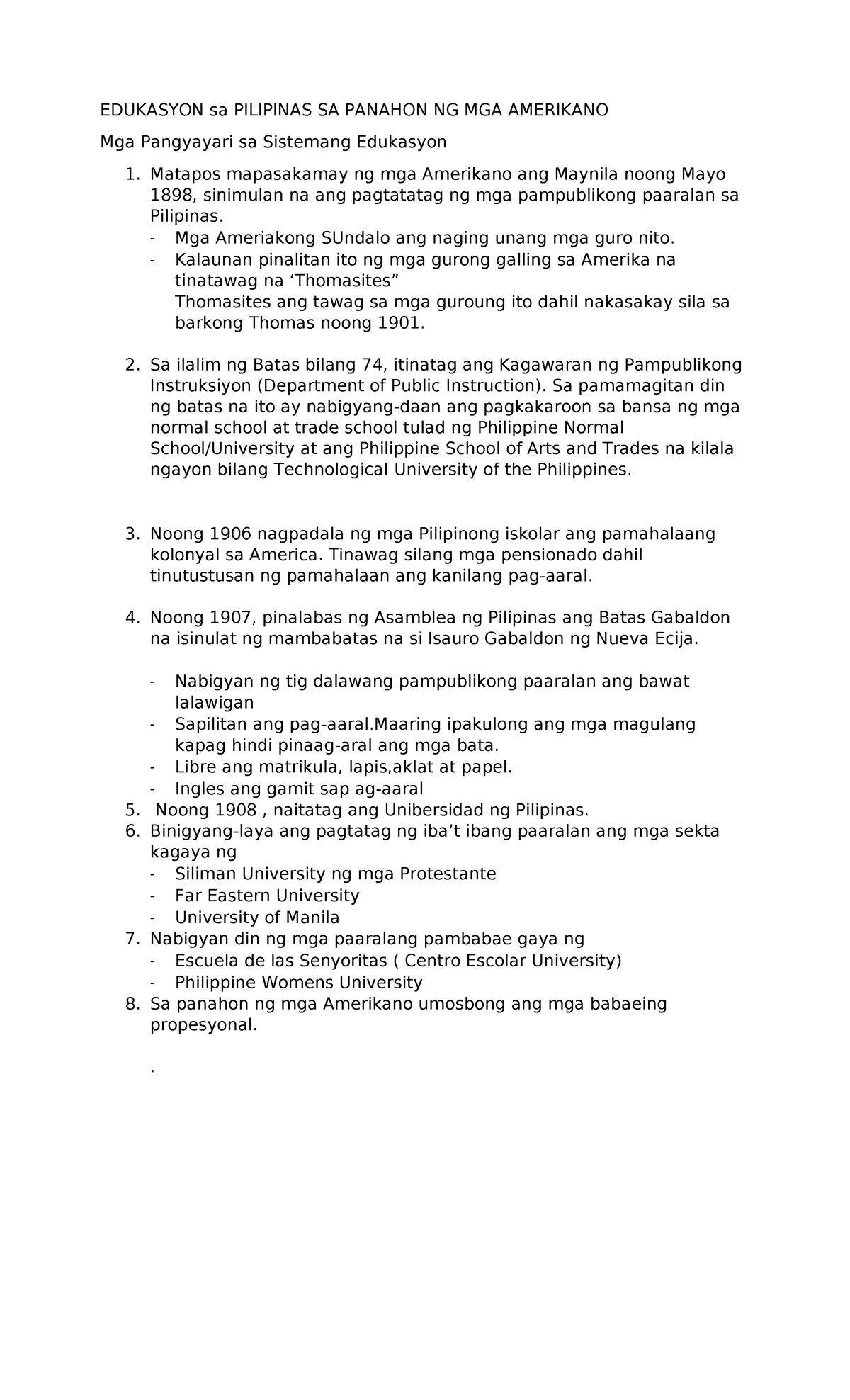Edukasyon sa Pilipinas SA Panahon NG MGA - EDUKASYON sa PILIPINAS SA ...