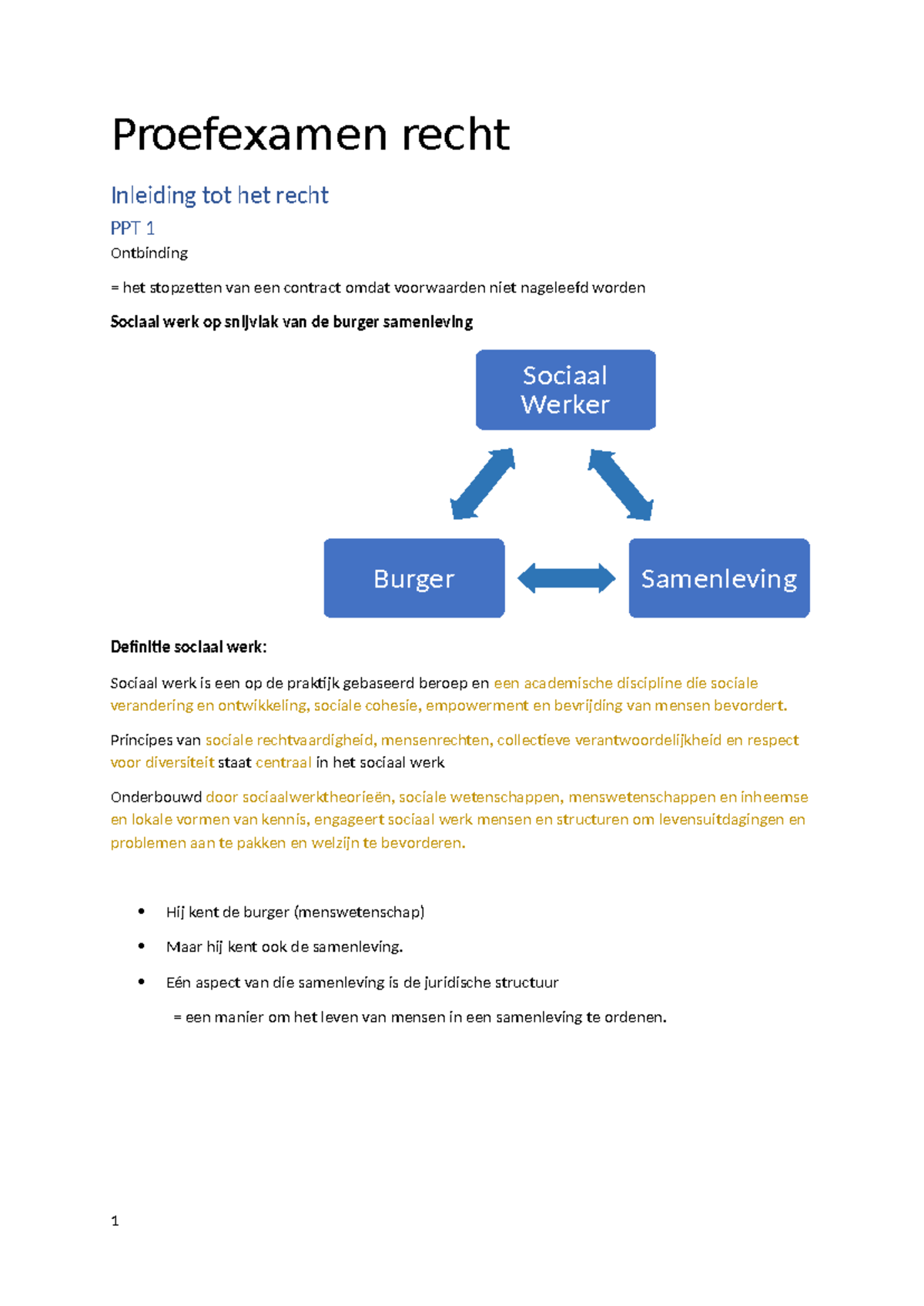 Proefexamen recht - Proefexamen recht Inleiding tot het recht PPT 1 ...