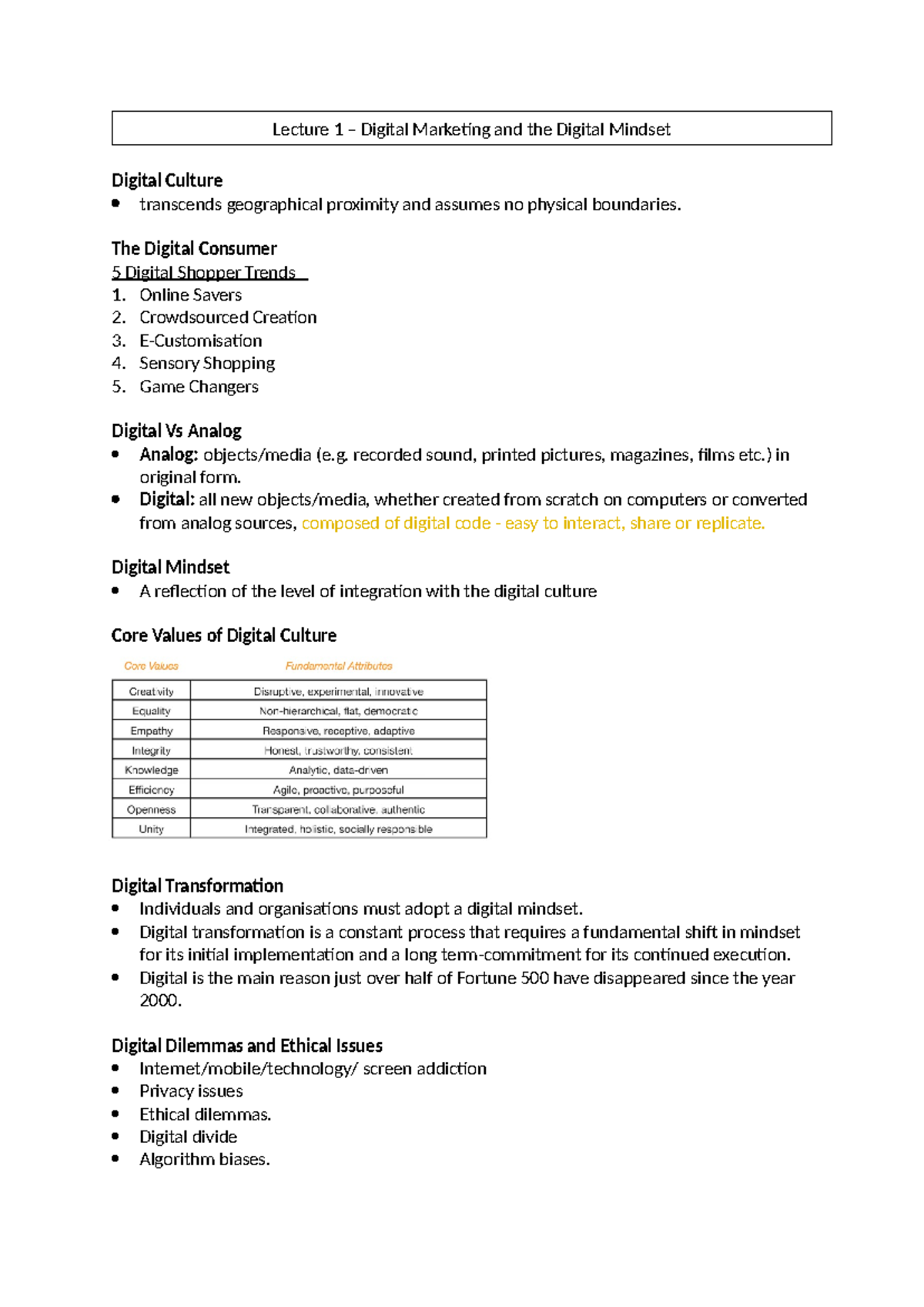 Lecture notes - Digital Culture transcends geographical proximity and ...
