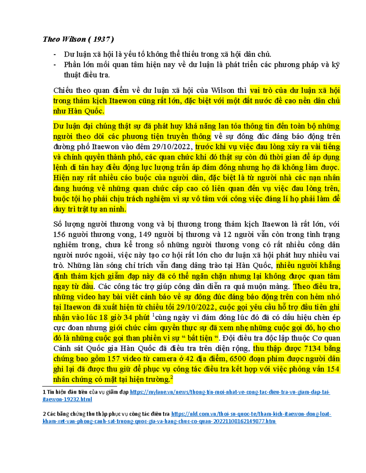 Theo quan điểm Wilson - note - Theo Wilson ( 1937 ) Dư luận xã hội là ...