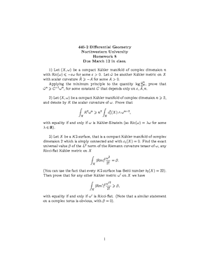 445-2 Differential Geometry - 445-2 Differential Geometry Northwestern University Solution of ...