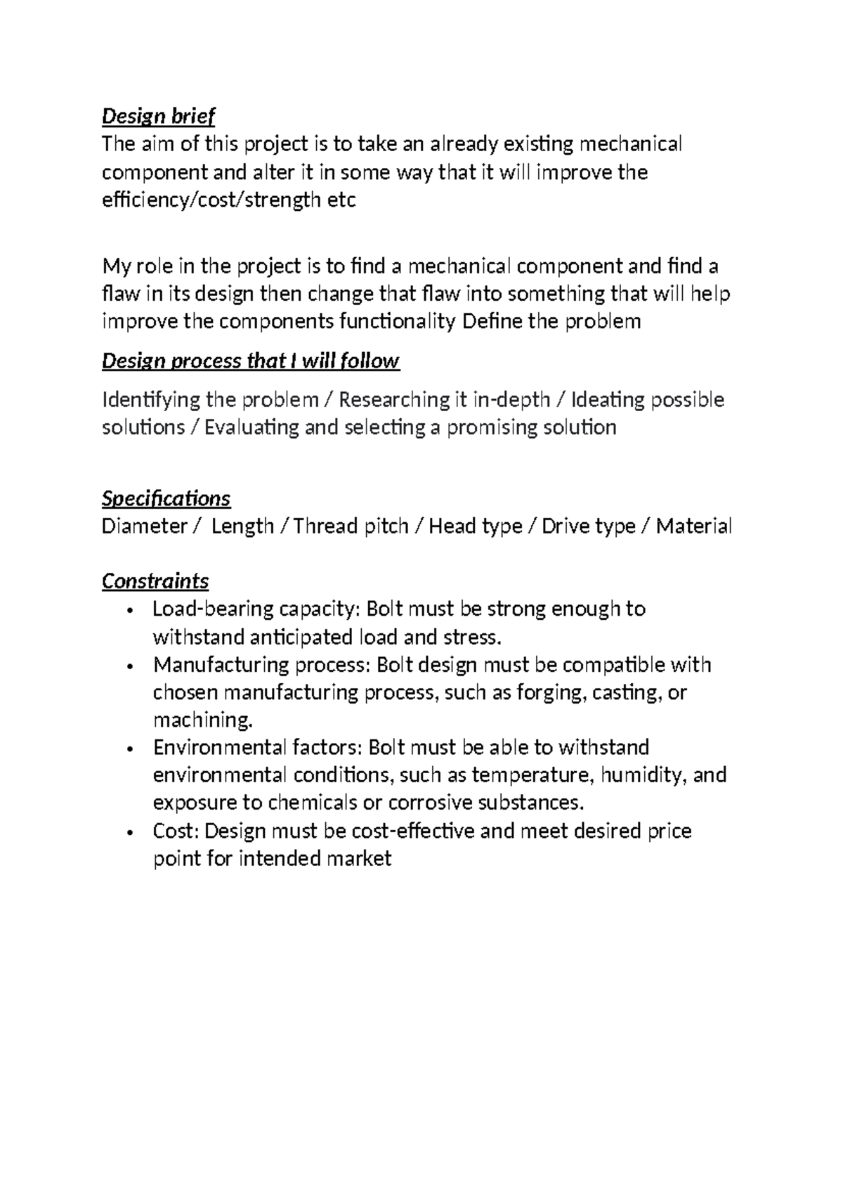 Design brief - EGD Ford motor company - Design brief The aim of this ...