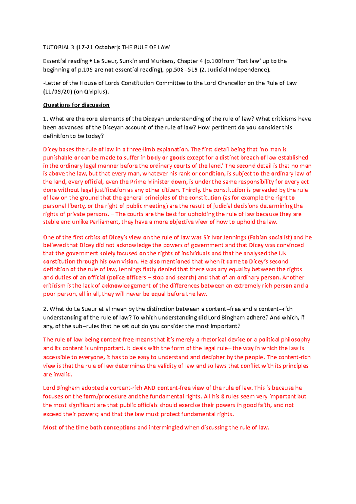 Tutorial 3 - 20th Oct - Rule of Law - TUTORIAL 3 (17-21 October): THE ...