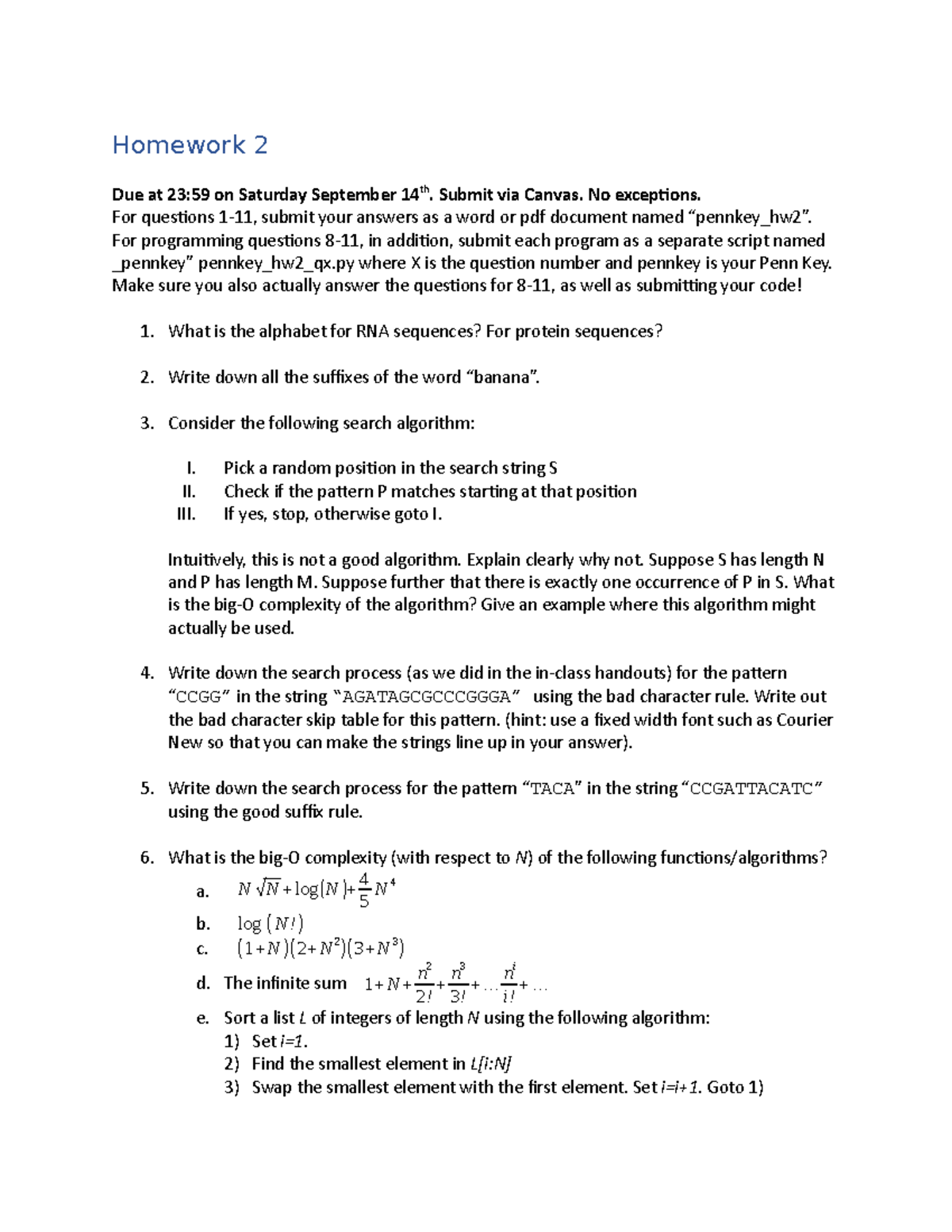 Homework 2 - Homework 2 Due at 23:59 on Saturday September 14th. Submit ...