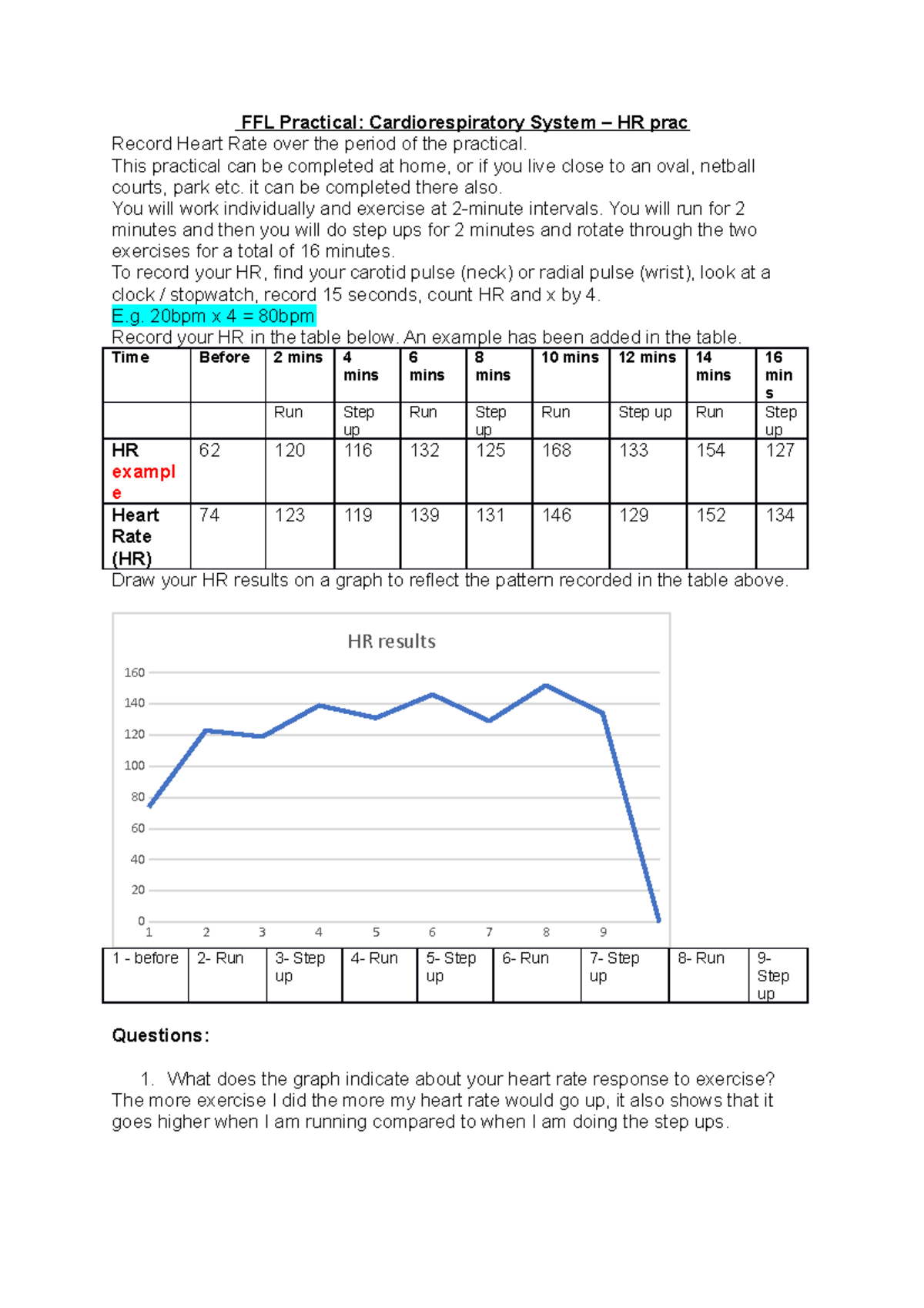 Heart rate prac - remote - FFL Practical: Cardiorespiratory System – HR ...