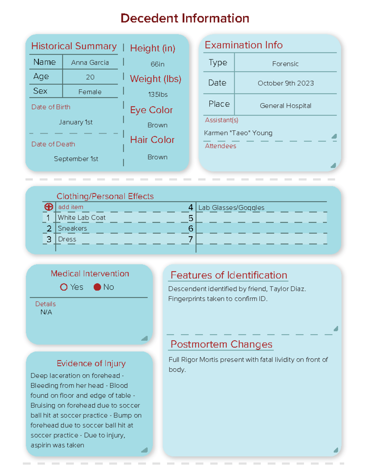 Taeo Young - PBS Autopsy Report Template (1) - Postmortem Changes ...