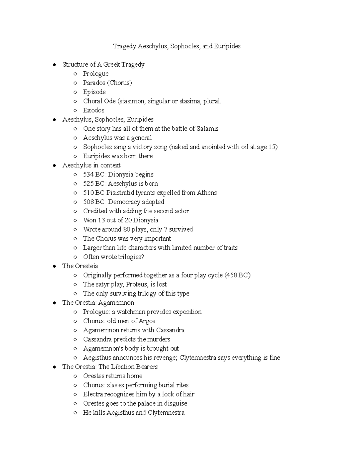 1.3 Tragedy Aeschylus, Sophocles, and Euripides - Exodos Aeschylus ...