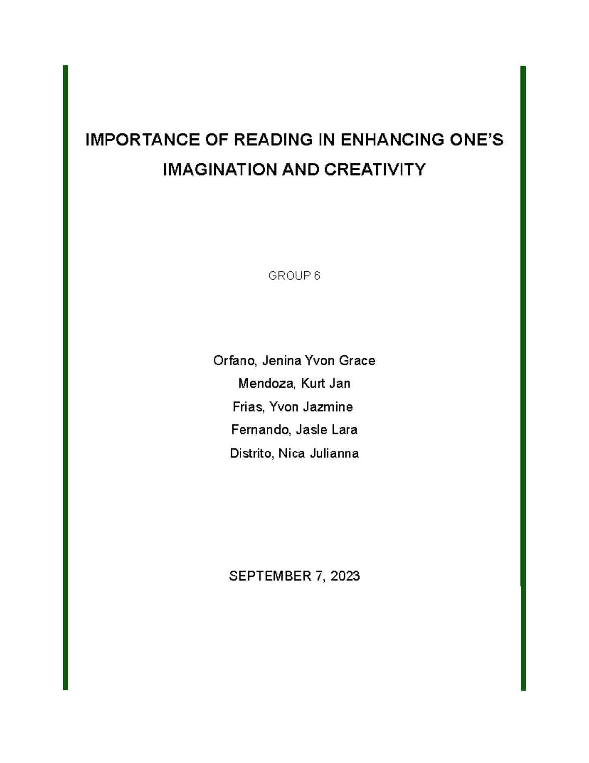 READ100 G6 1BSNB Activity 1 - IMPORTANCE OF READING IN ENHANCING ONE’S ...