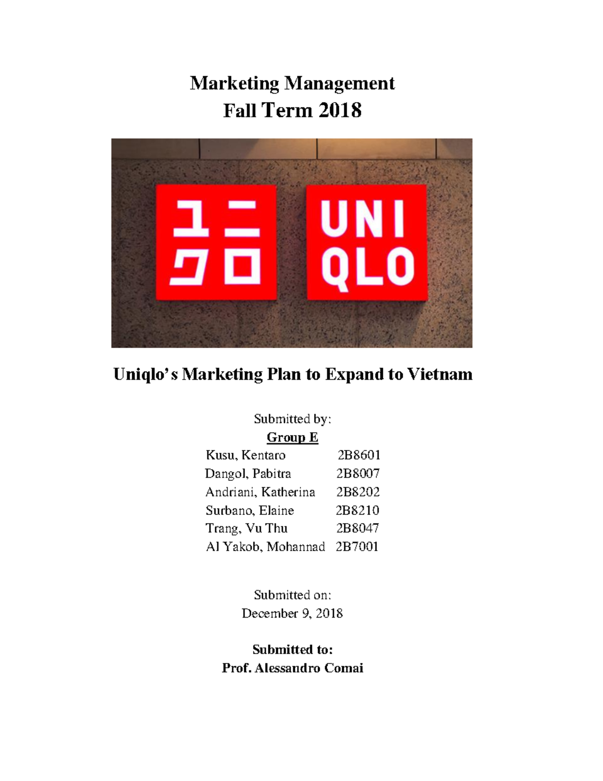 Uniqlos Marketing Plan to Expand to Viet - Marketing Management Fall ...